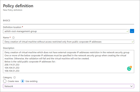 Azure Policy – Deny creation of virtual machines without IP restriction ...